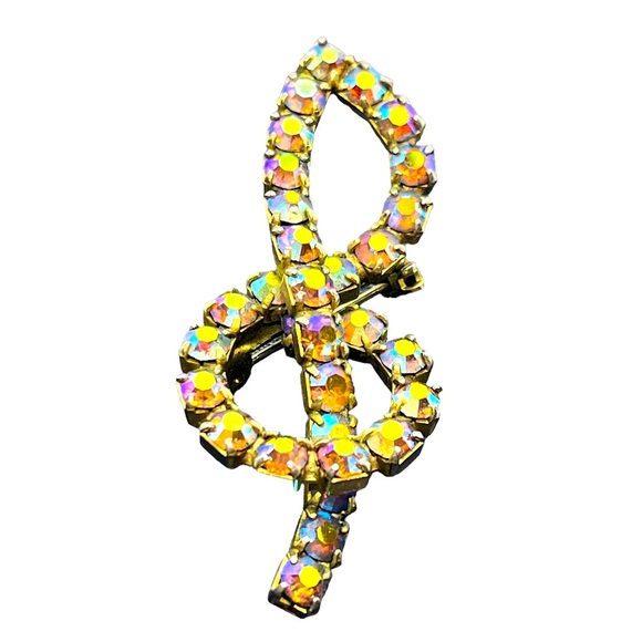 Jewelry | Aurora Borealis Rhinestone Treble Clef Brooch Pin G Clef ...